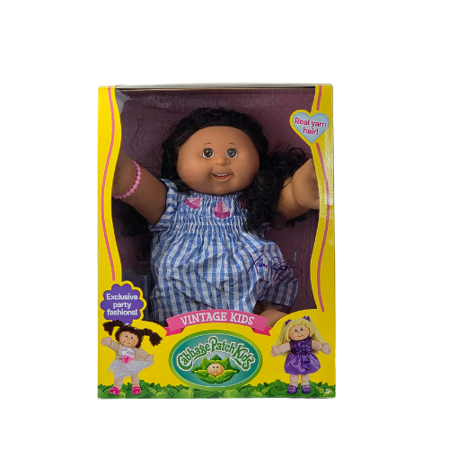 Cabbage Patch Kids Vintage Kids 16" Black Hair Doll – Blue Check Dress ...